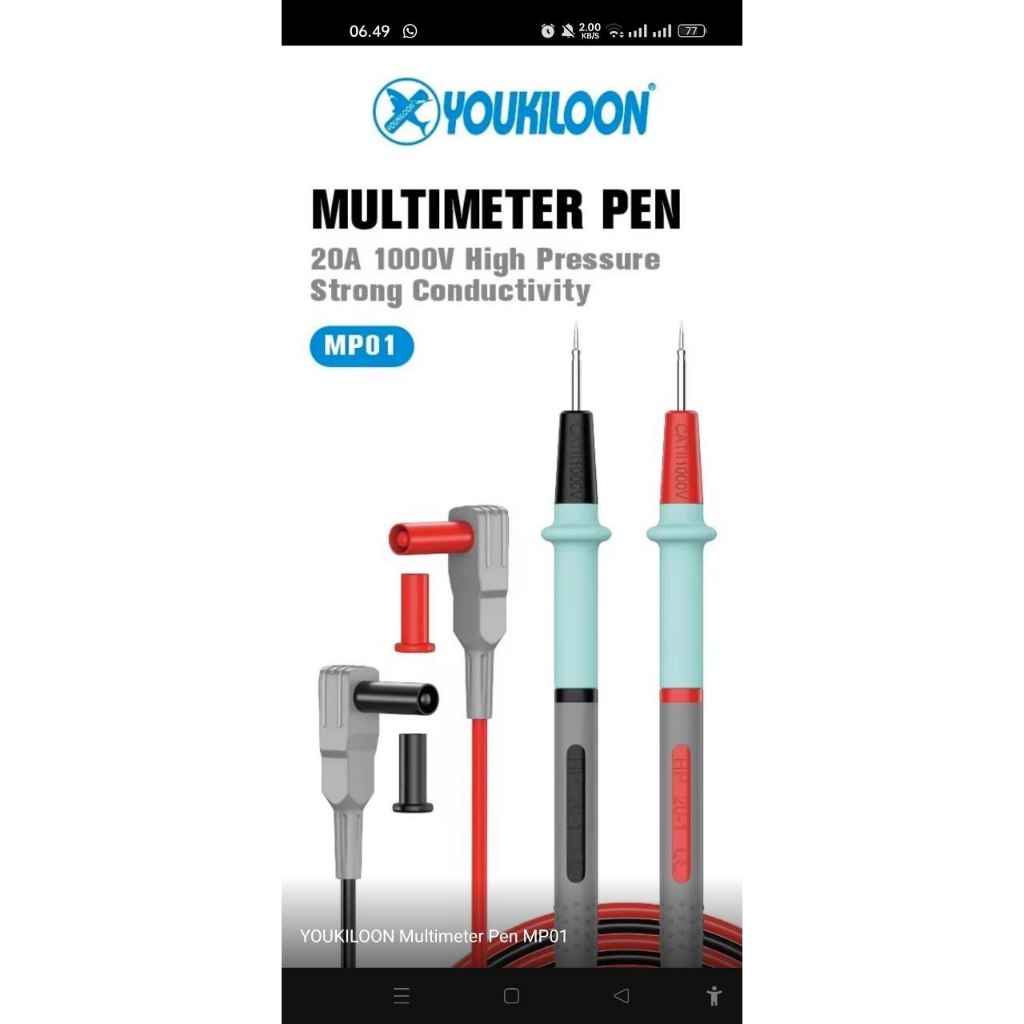 Jual Probe 20 A kabel multitester Avo tip silicon meter pen original ...