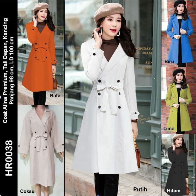 Jual Happycorn HR0038 Coat Alina Premium Tali Depan Kancing Stretch ...