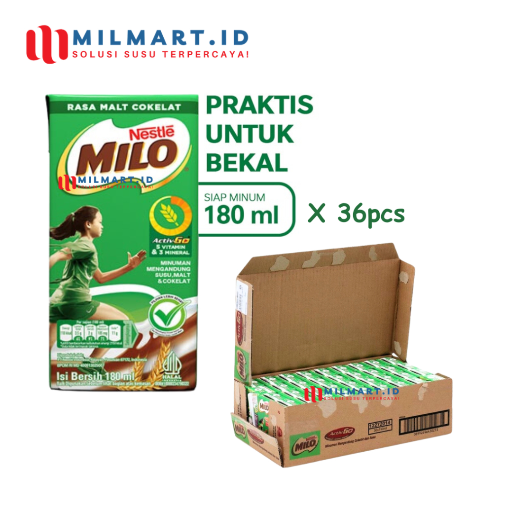 Jual NESTLE MILO CAIR 180 ML × 36 PCS MINUMAN SUSU COKLAT UHT SUSU KOTAK | Shopee Indonesia