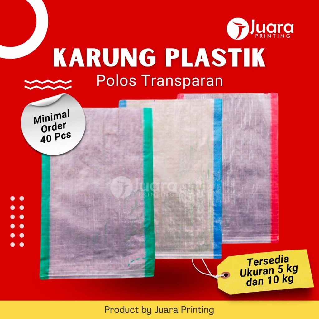 Jual KARUNG PLASTIK 5 KG DAN 10 KG TRANSPARANT LIST MERAH, HIJAU DAN ...