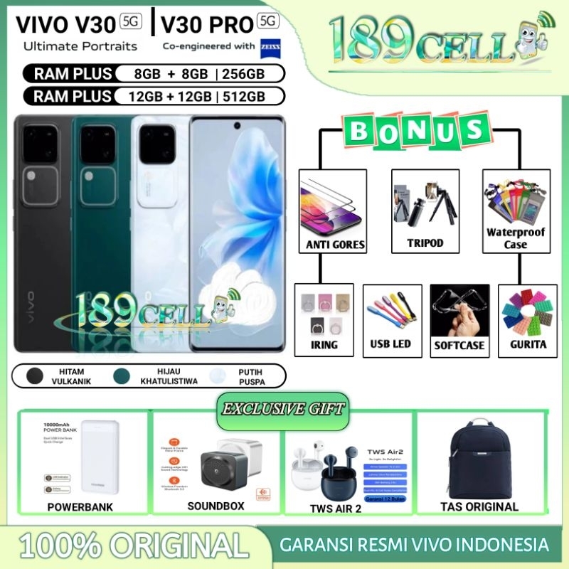 Jual VIVO V30 5G 8/256 GB | VIVO V30 PRO 5G 12/512 | VIVO V 30 5G 12/512 GB GARANSI RESMI VIVO ...