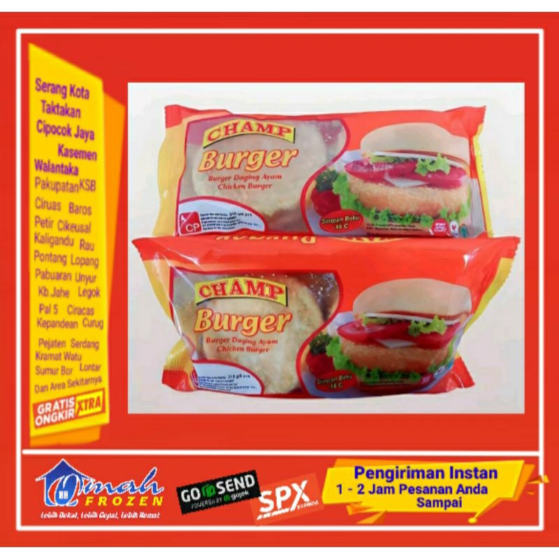 Jual Burger Champ 315g, Isian Burger,isi 6 Daging Burger, Frozen Serang ...