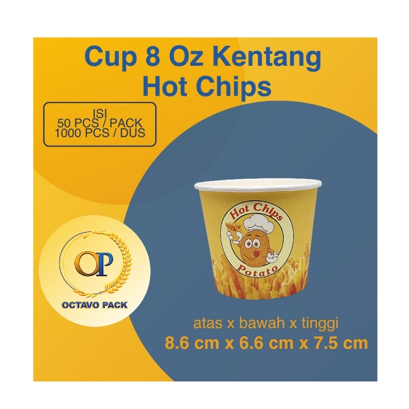 Jual Paper Cup Kentang 8 Oz Hot Chips / Gelas Kertas Kentang Food Grade ...