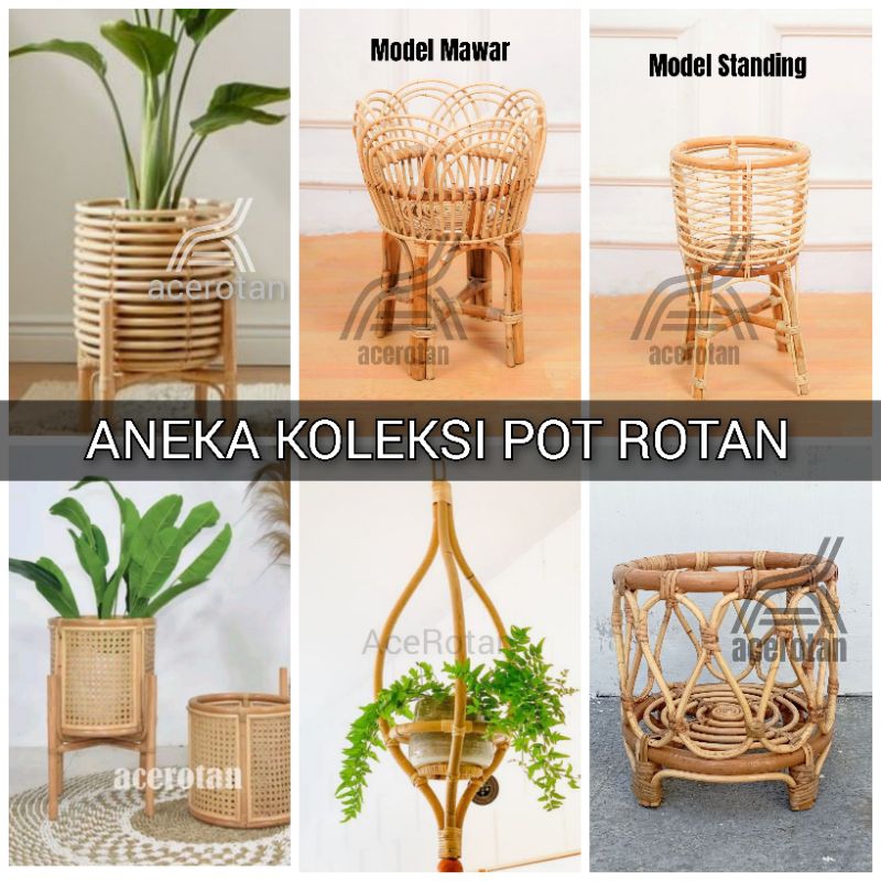 Jual ANEKA KOLEKSI STANDING POT BUNGA ROTAN/DEKORASI TAMAN BUNGA ROTAN ...