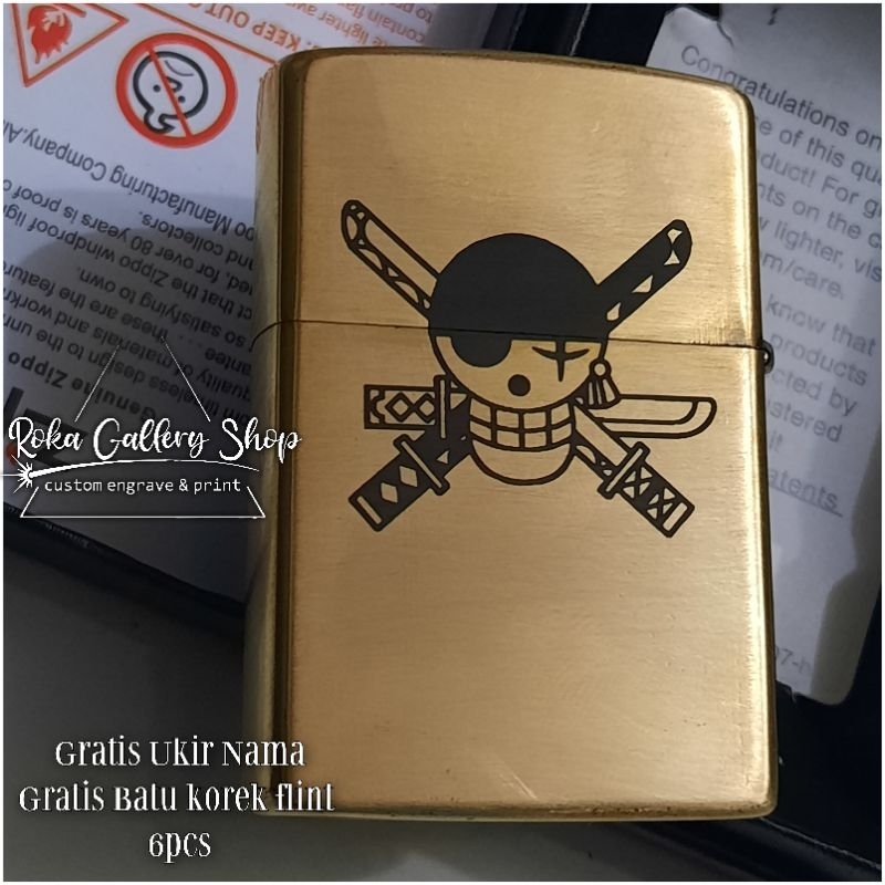 Jual korek api zippo zoro onepiece anime gambar custom grafir permanent ...