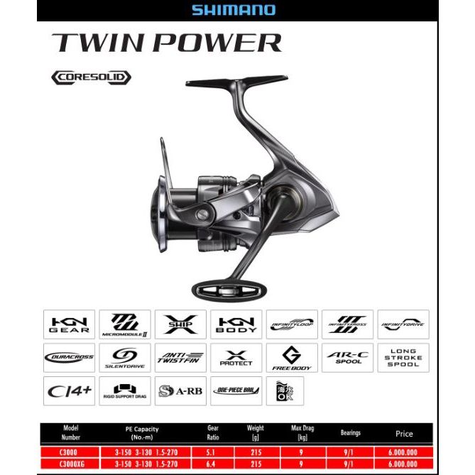 Jual Reel Pancing Shimano TWIN POWER C3000XG 2024 | MADE IN JAPAN | Shopee Indonesia