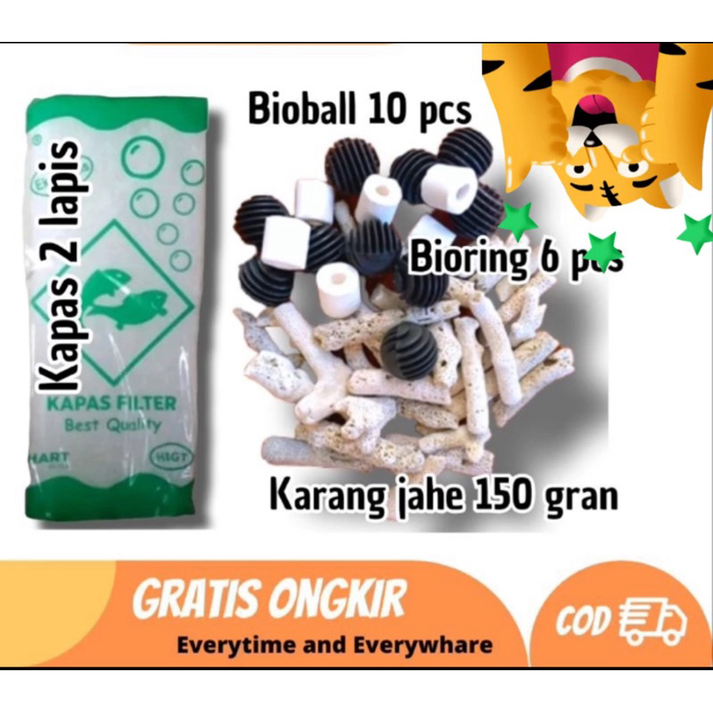 Jual Paket Hemat Murah Media Filter Akuarium Bioball karang jahe ...