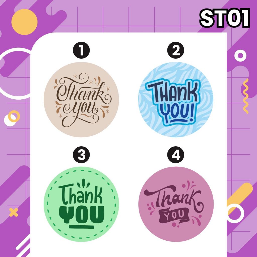 Jual ST01 STIKER / STICKER LABEL VINYL CUSTOM THANK YOU TERIMA KASIH ...