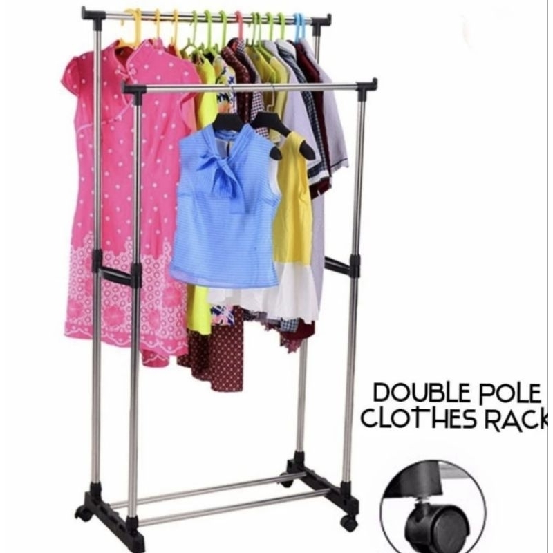 Jual STAND HANGER DOUBLE POLE Gantungan Gawang Baju Stainless Rak ...