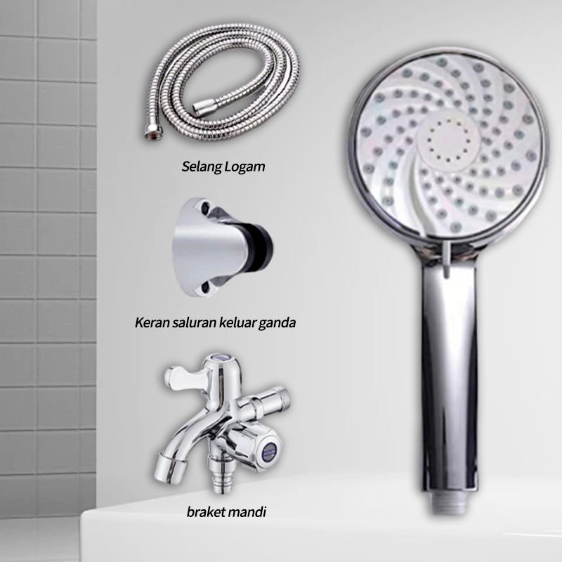 Jual Kepala Shower Mandi 5 Mode Fungsi Shower Cabang SUS 304 Paket Shower Kamar Mandi Hand Kran ...