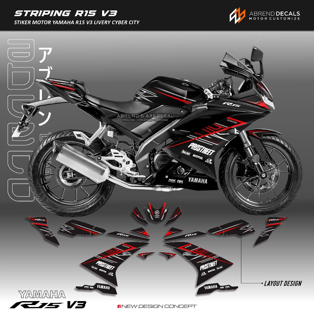 Jual Striping R15 V3 Livery Cyber City / Stiker Motor Yamaha R15 V3 ...