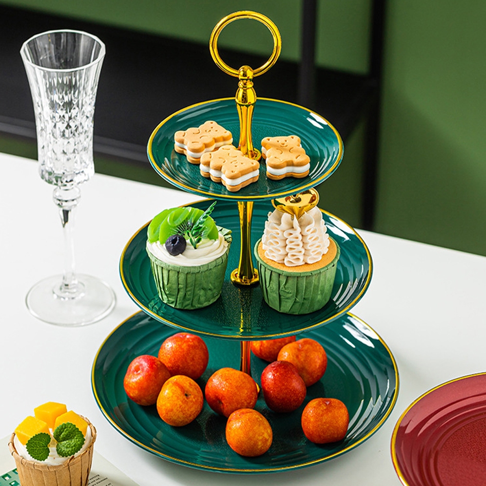 Jual Rak Makan Kue Buah Cake Plate Stand Display - Rak Tingkat 3 Susun ...