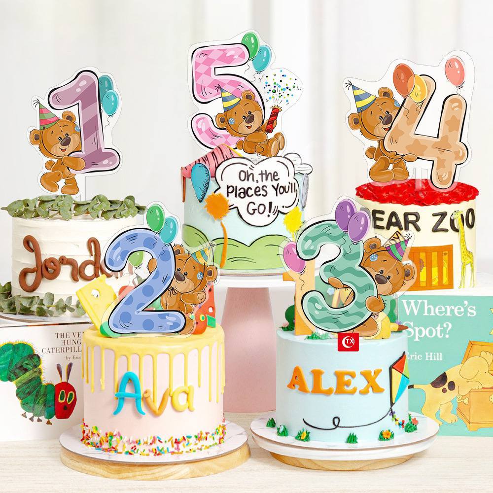 Jual CAKE TOPPER ANGKA KARAKTER BAHAN AKRILIK PRINTING / CAKE TOPPER ...