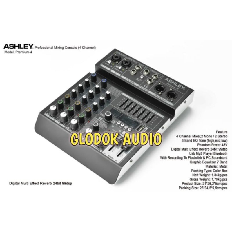 Jual Mixer Ashley Premium 4 Original Mixer 4 Channel Garansi resmi | Shopee Indonesia