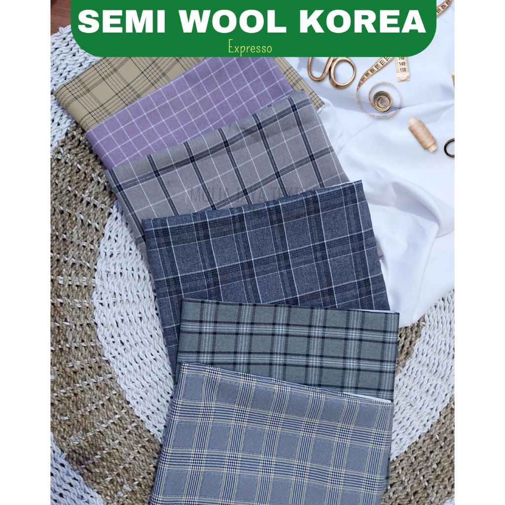 Jual Kain Semi Wool Kotak Linen Korea SWE | Shopee Indonesia