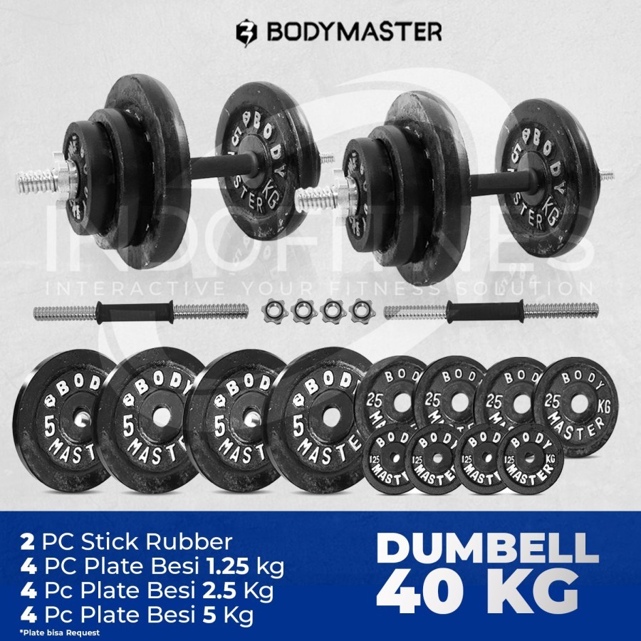 Jual BODYMASTER Paket Dumbell Set Besi 40 KG - Barbel 20kg Angkat Beban ...