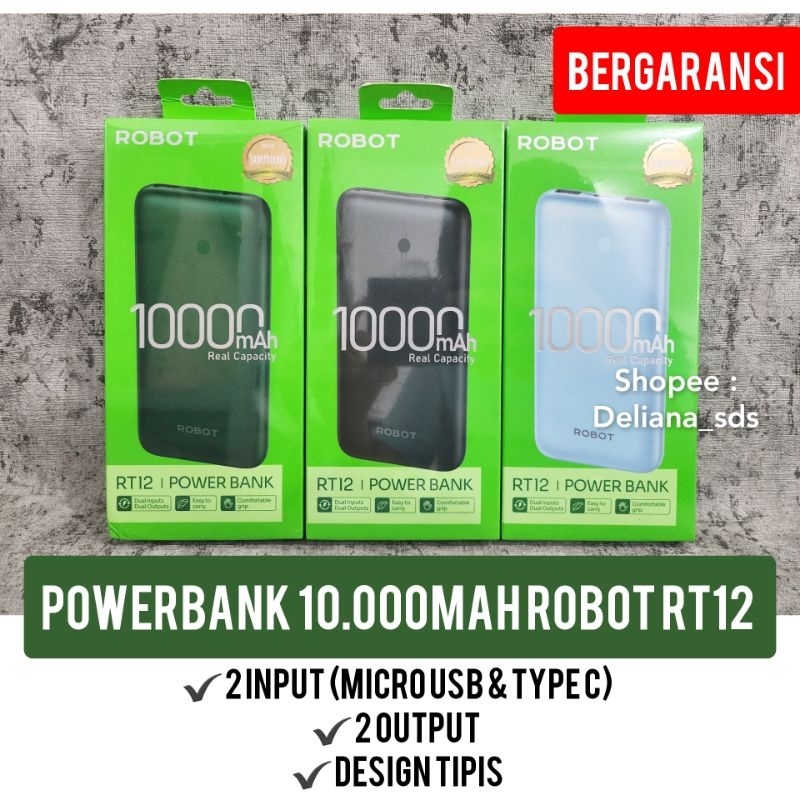 Jual Powerbank Robot RT12 10.000mAh Garansi Resmi 1 Tahun Powerbank 10 ...