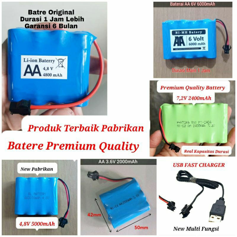 Jual Baterai Cadangan Mobil remot RC 4,8V Batere mainan remote control ...