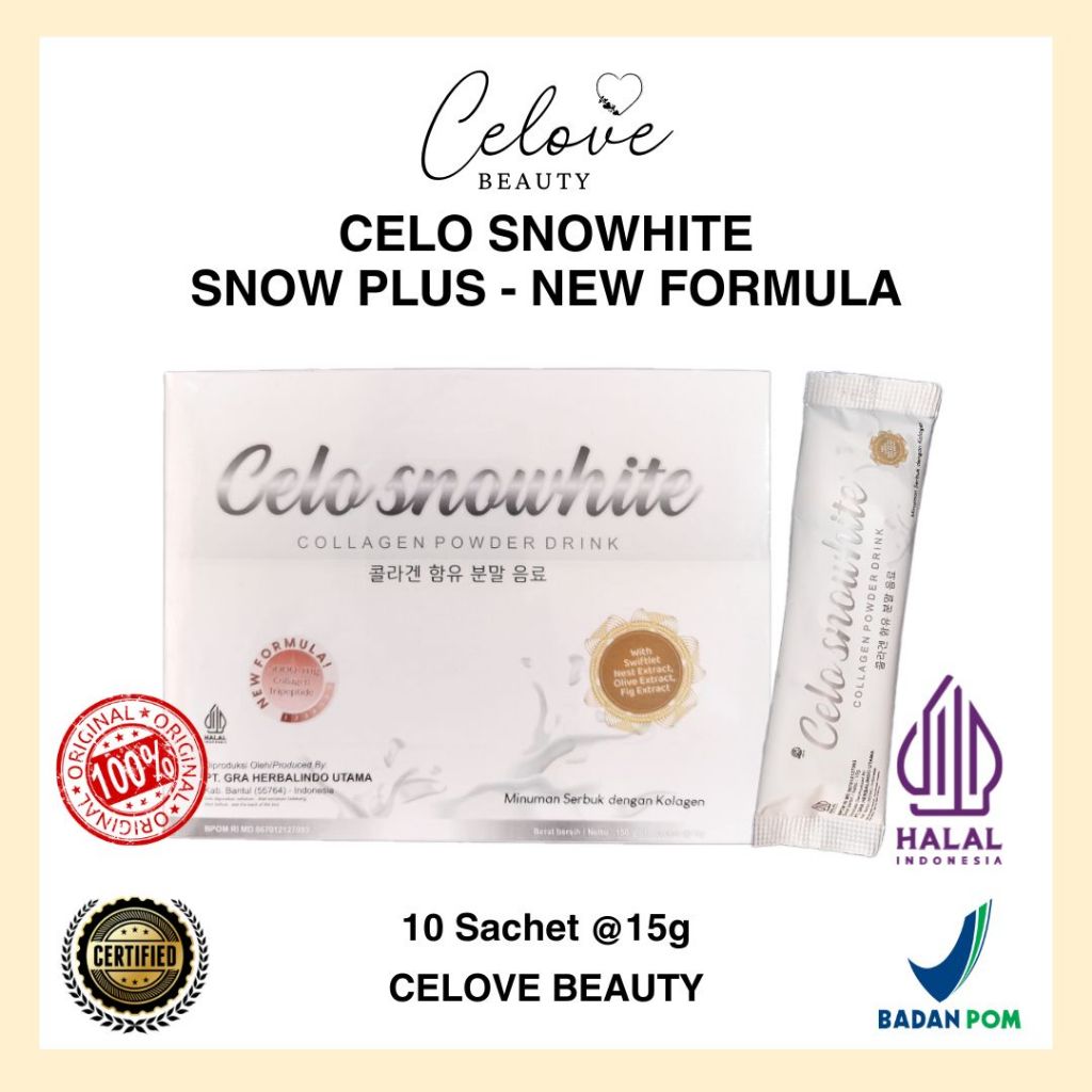 Jual [ READY STOCK ] CELO SNOW PLUS NEW FORMULA SNOWHITE 10 SACHET SNOW ...