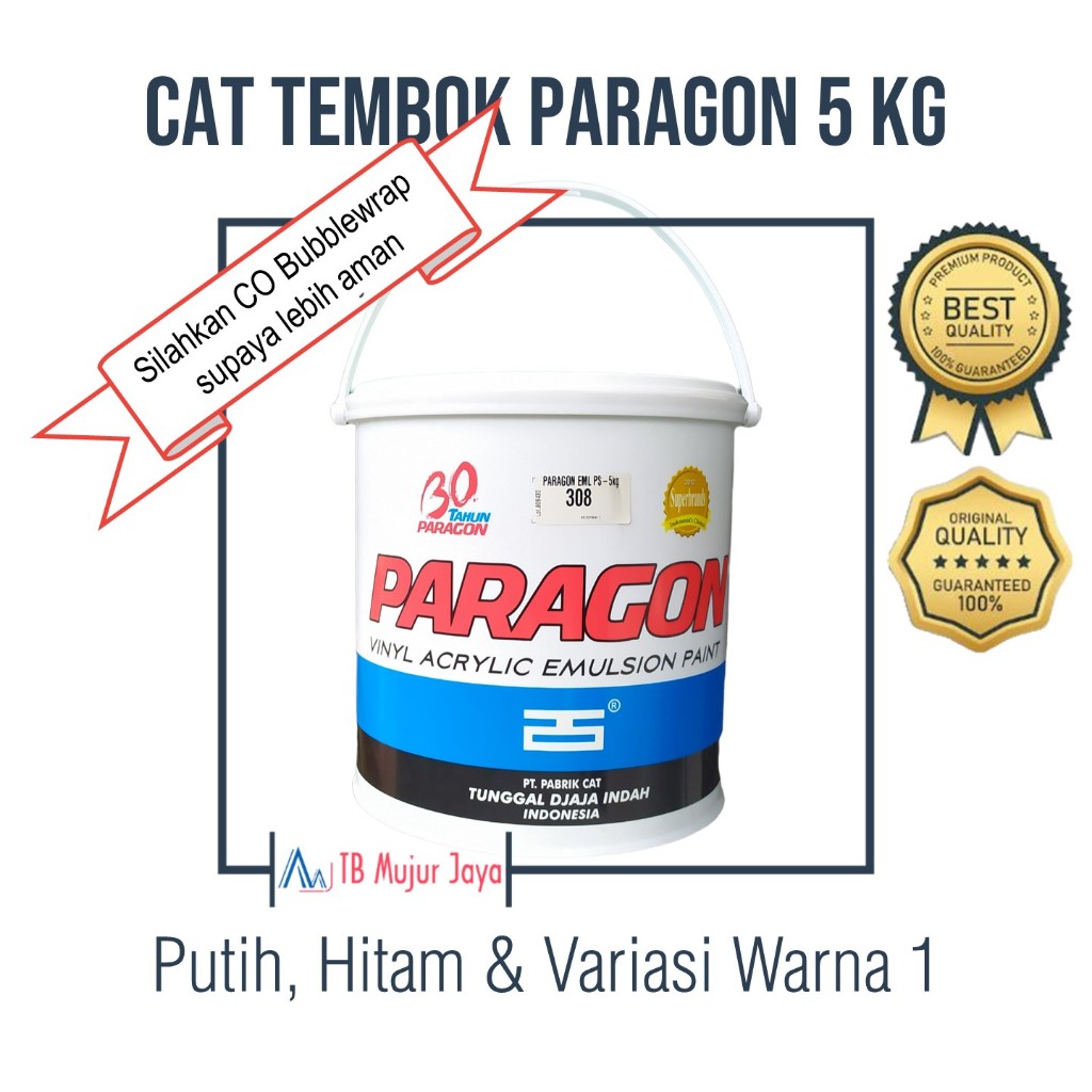 Jual Cat Tembok PARAGON 5 kg Warna Putih / Hitam / WARNA 1 (READY SEMUA ...