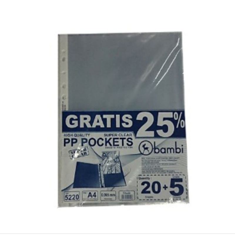 Jual Pp Pocket A4 5220 Bambi (Isi 20 + 5) | Shopee Indonesia