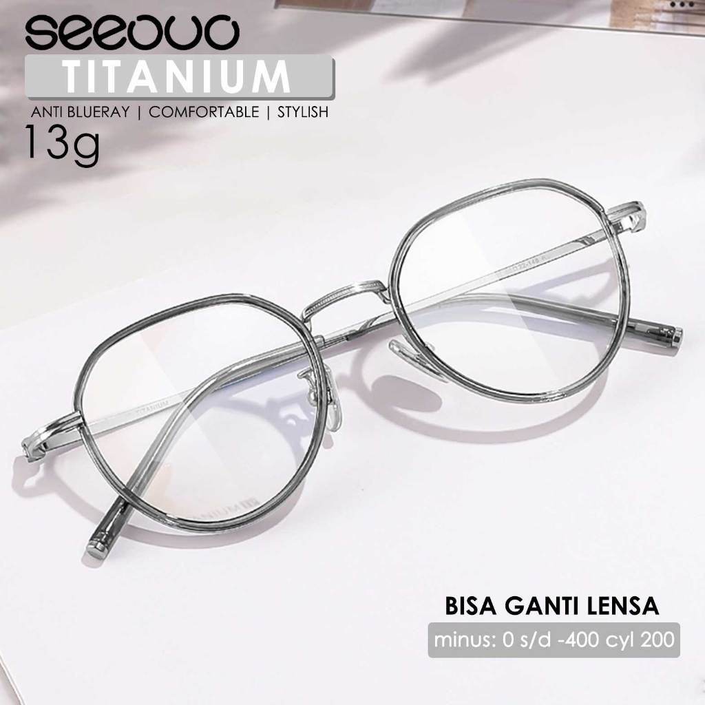 Jual Seeouo Kacamata Antiradiasi Blueray Bahan Titanium Model Oval Ringan Stylish Bisa Lensa ...