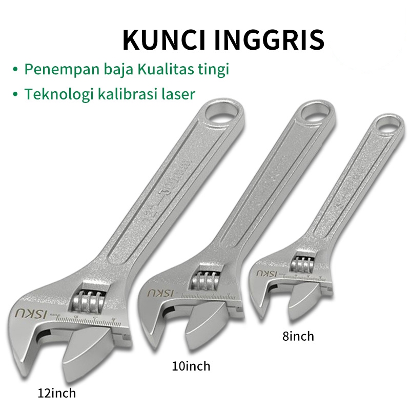 Jual ISKU Kunci Inggris Adjustable Wrench ukuran 8 inch/10 inch/12 inch ...