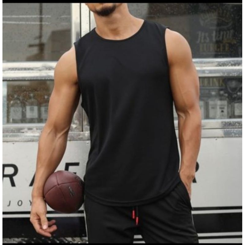 Jual Sale Singlet Pria Olahraga Polos Hitam / Singlet traning pria ...