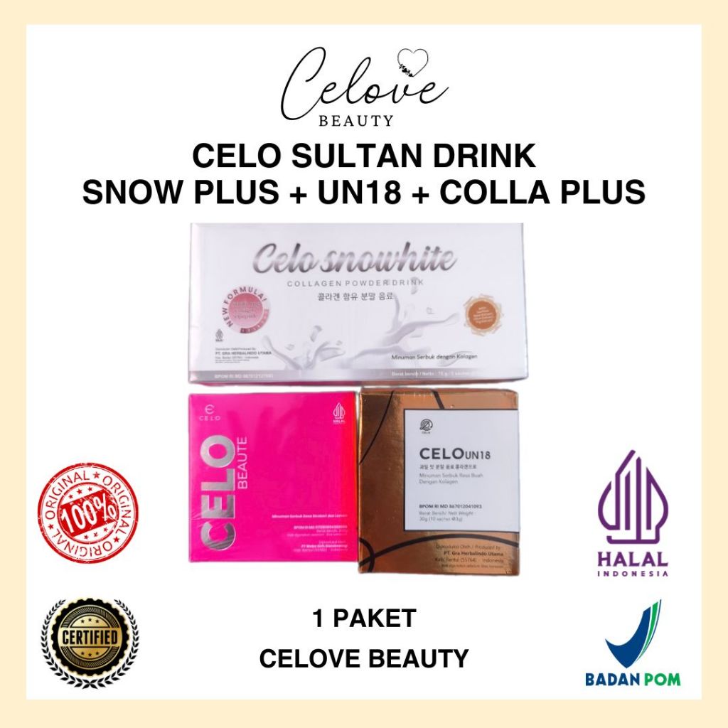 Jual PAKET BUNDLE CELO SULTAN DRINK PLUS COLLAGEN - UN18 SNOWHITE ...