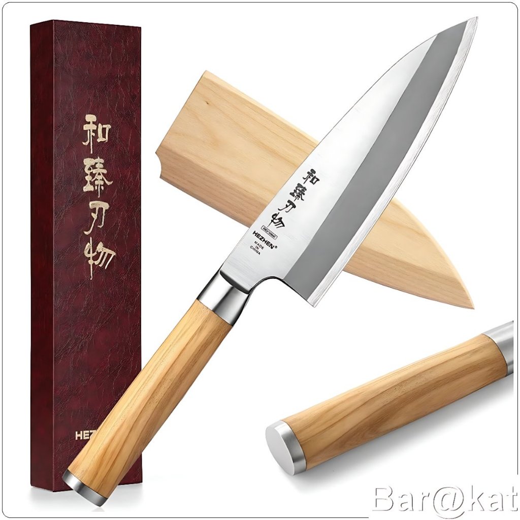 Jual HEZHEN Pisau Sashimi Deba 180mm Japanese Chef Kitchen Knife ...