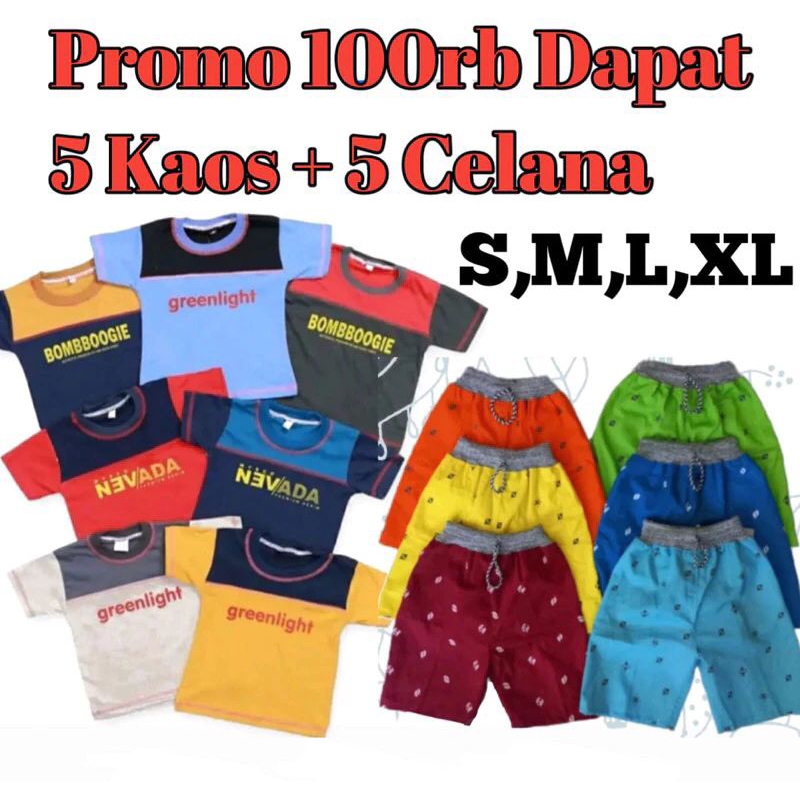 Jual ( PROMO )Setelan Anak 100 ribu Dapat 5 kaos + 5 celana MotiF Anak ... Jual ( PROMO )Setelan Anak 100 ribu Dapat 5 kaos + 5 celana MotiF Anak ...