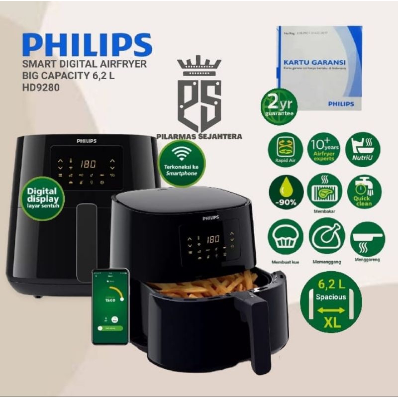 Jual Air fryer PHILIPS Airfryer HD9280 Smart airfryer PHILIPS HD 9280 6,2L XL | Shopee Indonesia