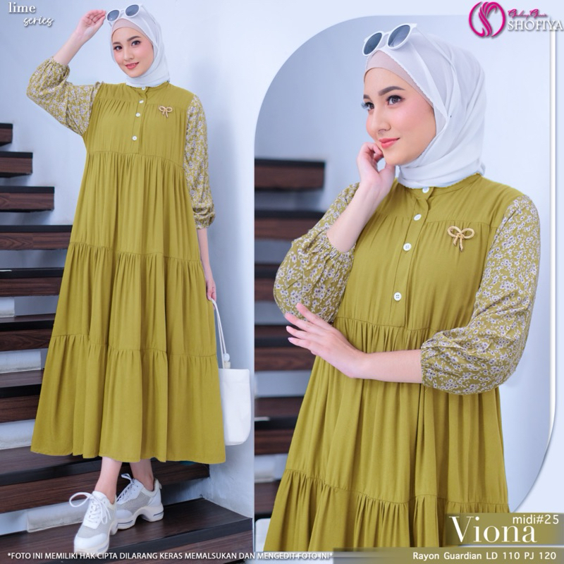 Jual [VICAN] TERBARU VIONA FLORA BUNGA & AGATA SQUARE KALEA NEW SERIES MIDI DRESS GAMIS RAYON ...
