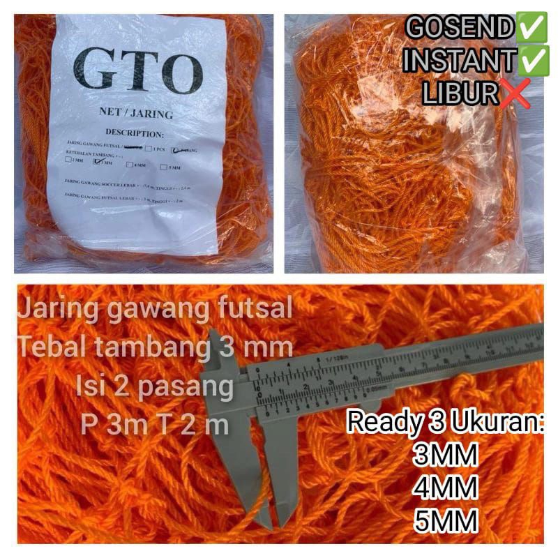 Jual Sudah dapat sepasang | isi 2 | jaring gawang futsal GTO 3mm ...