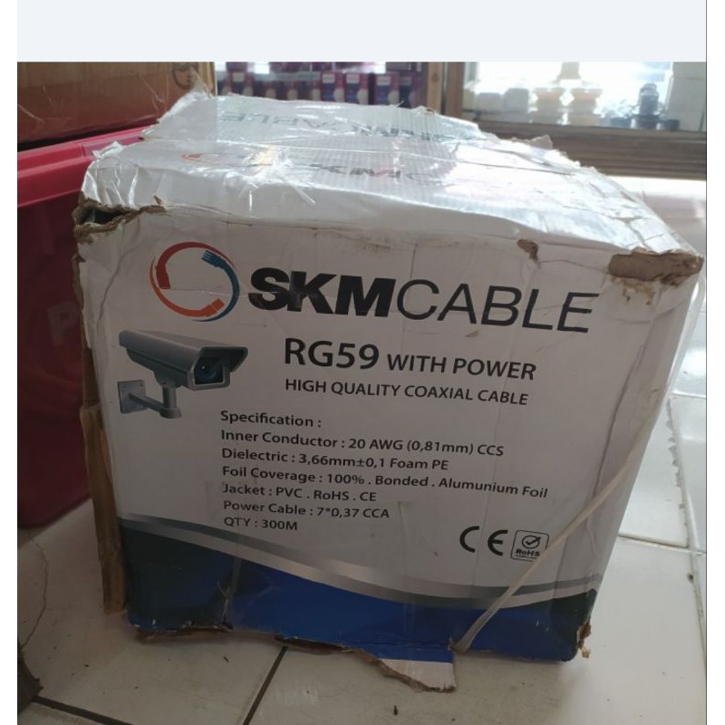 Jual kabel cctv RG59+power 0.81mm 20 awg SKM cable harga per roL=300mtr ...