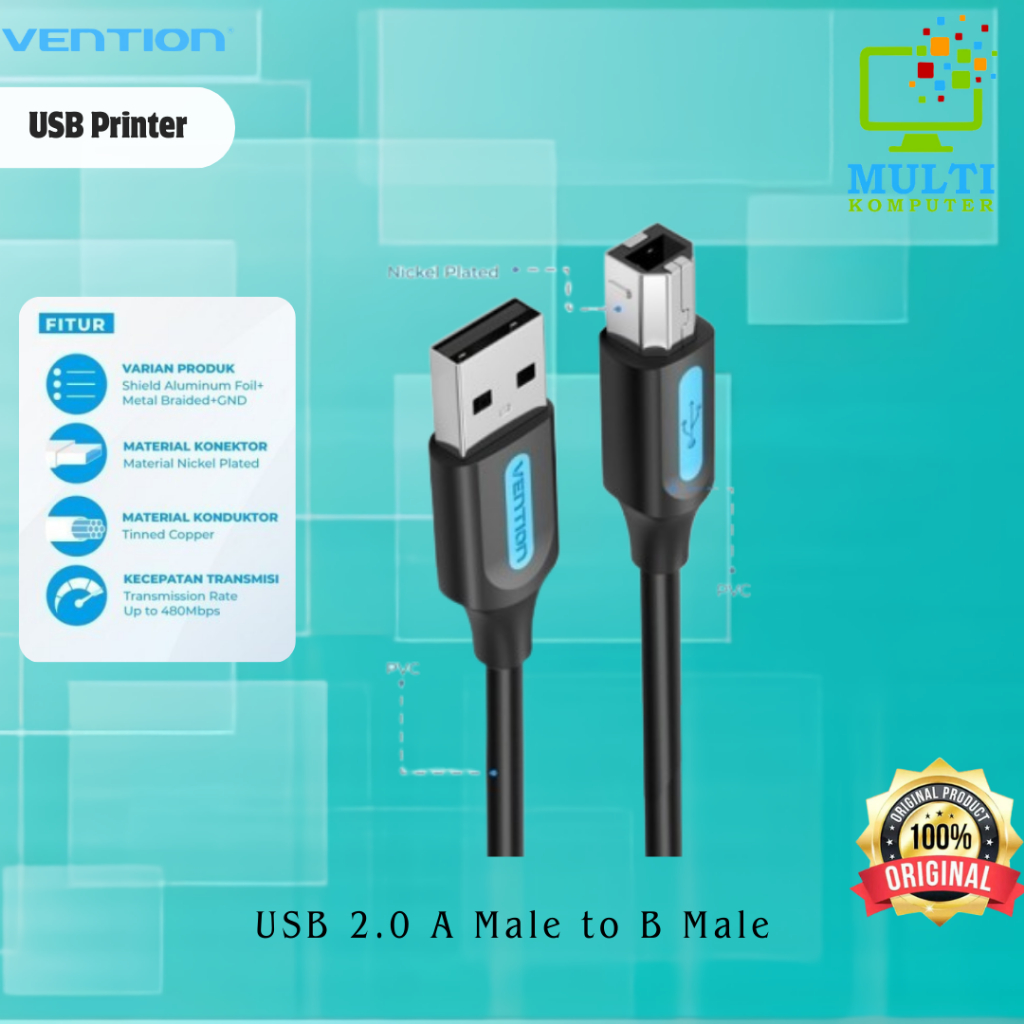 Jual Vention Kabel Data Printer COQ 10 Meter USB 2.0 A Male to B Male ...