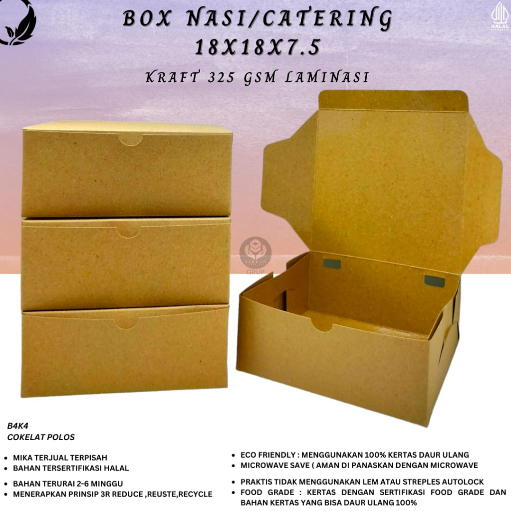 Jual Dus Nasi Kotak Dus 18x18 Box Nasi Catering( B4K4-18X18X7.5 ...