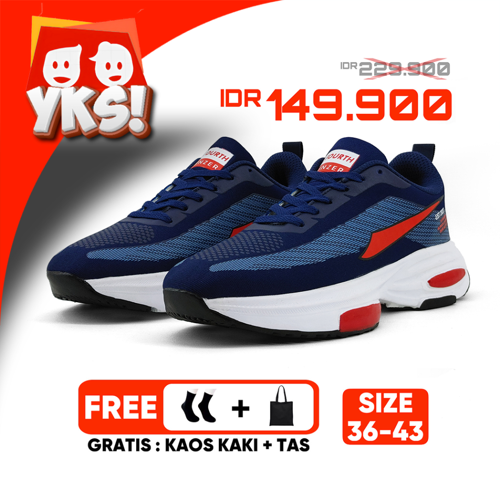 Jual Sepatu Lokal Indonesia X-FOURTH RUNZER Navy Merah - Sneakers ...