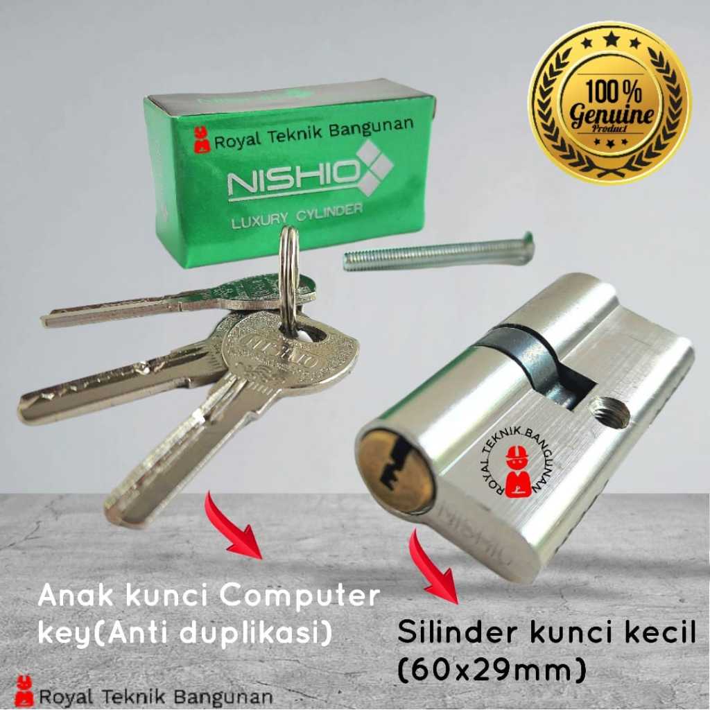 Jual Silinder Kunci Pintu Kecil 29mm x 60mm / Kuningan Cylinder Computer Key Knob Lock Door 60 ...