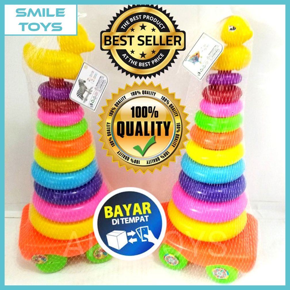 Jual Smile - Mainan Edukasi Anak Ring Donat Susun Roda 4 Ring 10 Ring ...