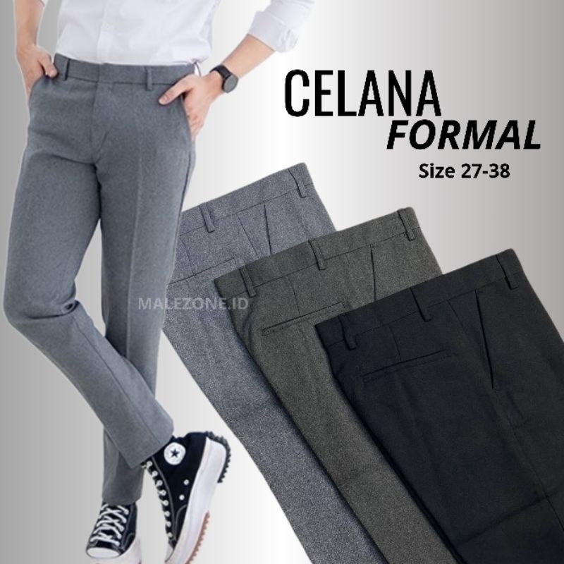 Jual Celana Kerja Formal Kantor Panjang Slimfit Pria / Celana Bahan Kain | Shopee Indonesia