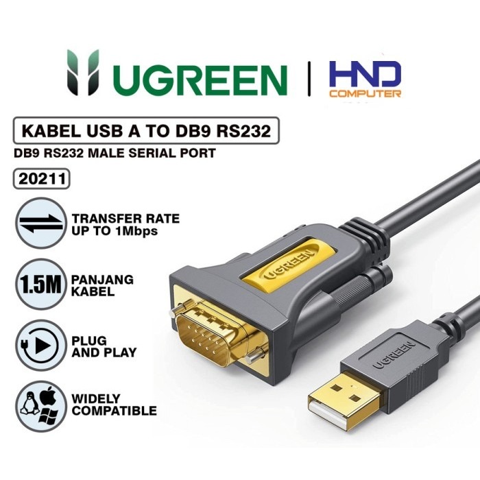 Jual UGREEN Kabel USB to RS232 Male COM Serial PDA 9 DB9 Pin 20211 ...