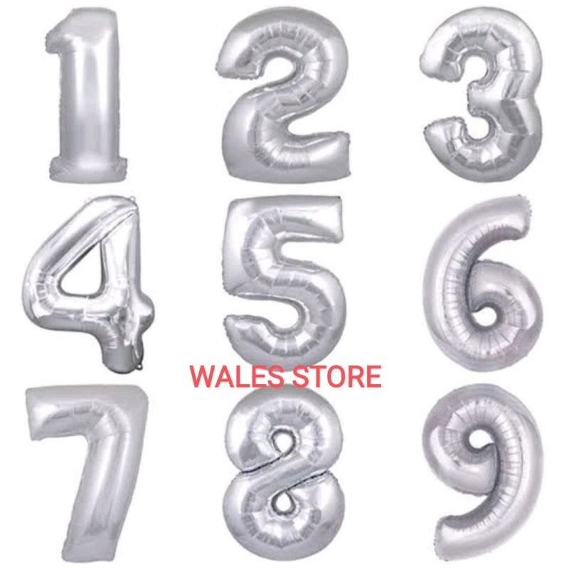 Jual BALON JUMBO FOIL ANGKA SILVER / BALON JUMBO FOIL ANGKA GRADIENT ...