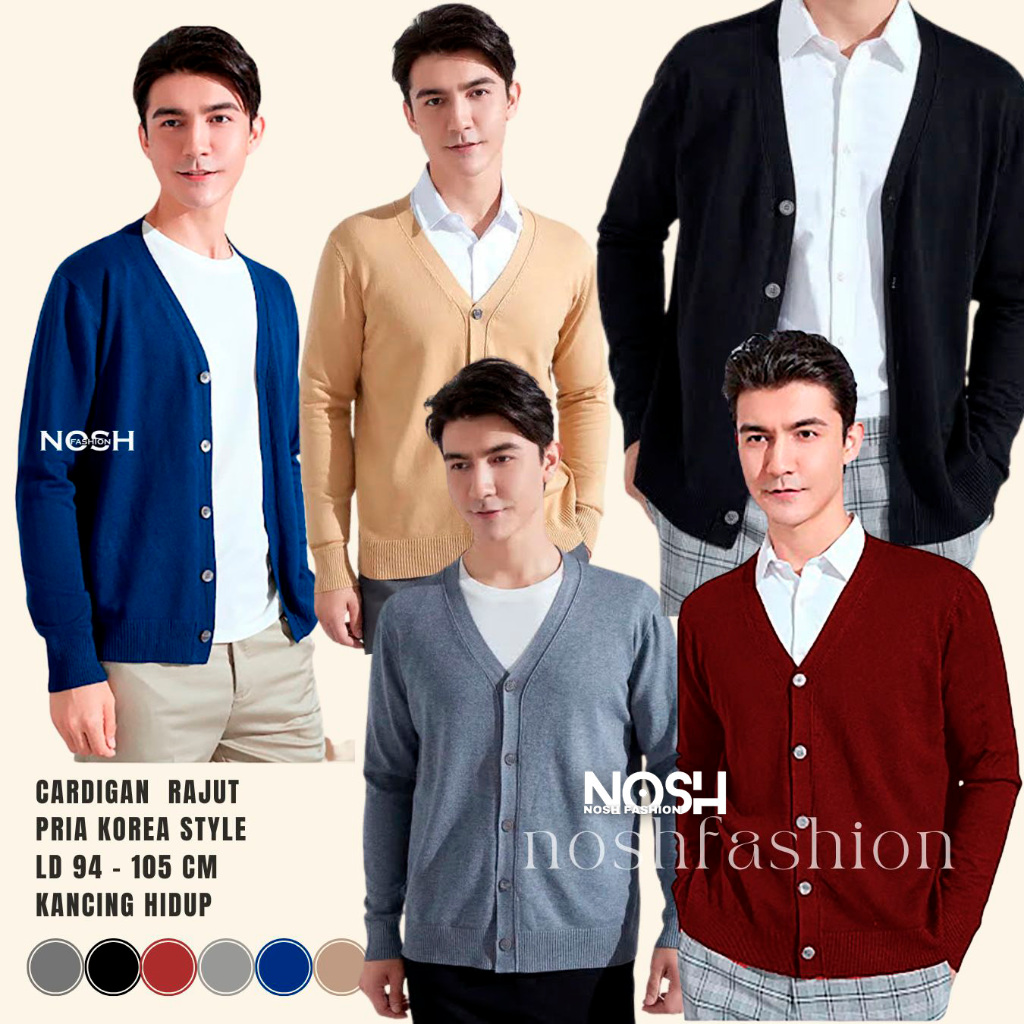 Jual Cardigan Pria Rajut VNeck Korea Style Kekinian Kardigan Rajut Size ...