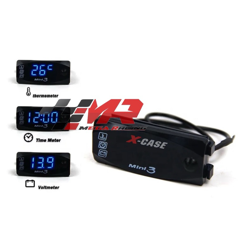 Jual Voltmeter 3in1 Digital AKI/SUHU/JAM 12v Universal Volt Meter Accu Aki 3 In 1 Digital ...