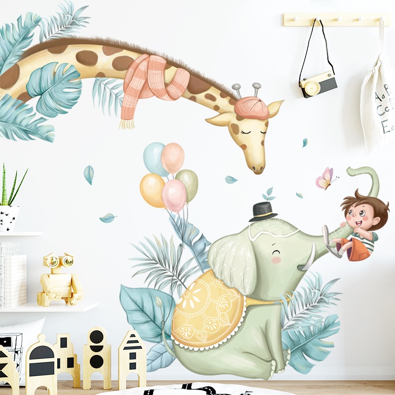 Jual Reliza Wall Sticker Animal Hewan Gajah Jerapah Baloon Zoo Binatang ...
