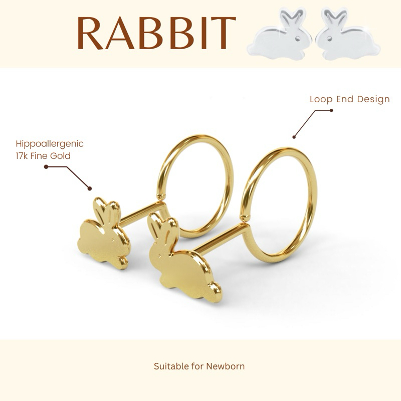 Jual Anting Newborn Anti Alergi Littlethingshewear Rabbit Series (Loop ...