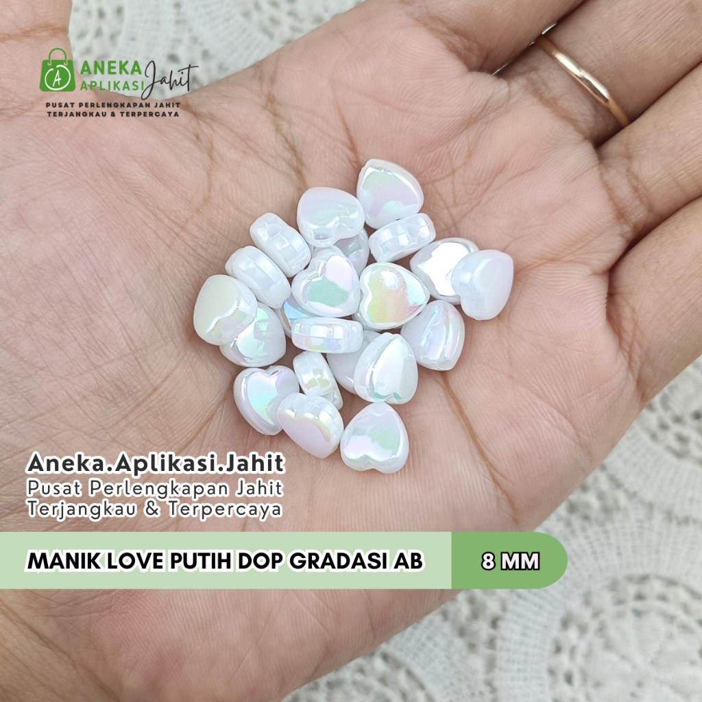 Jual 15 GRAM MANIK LOVE PUTIH DOP GRADASI AB 8 MM | Shopee Indonesia
