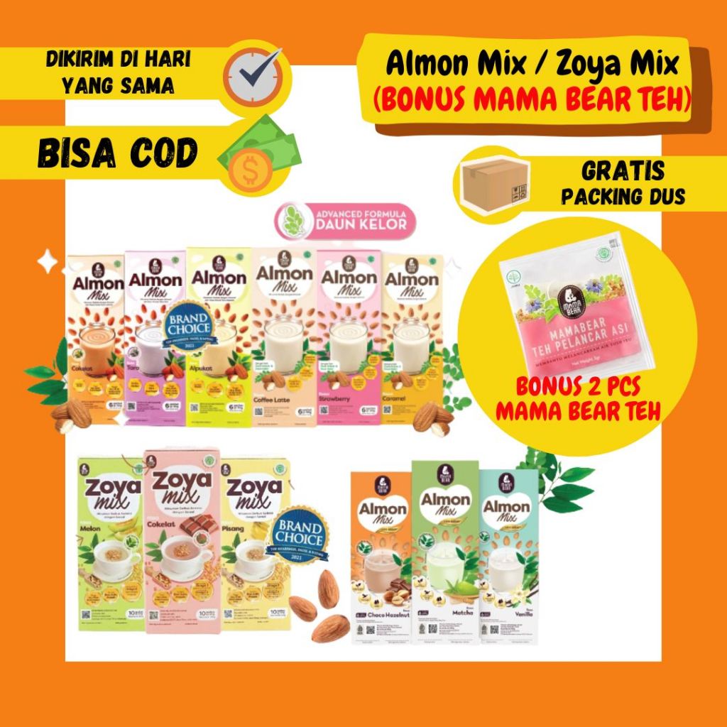 Jual (BONUS MAMA BEAR TEH) Almon Mix / Soyamix Minuman Pelancar ...