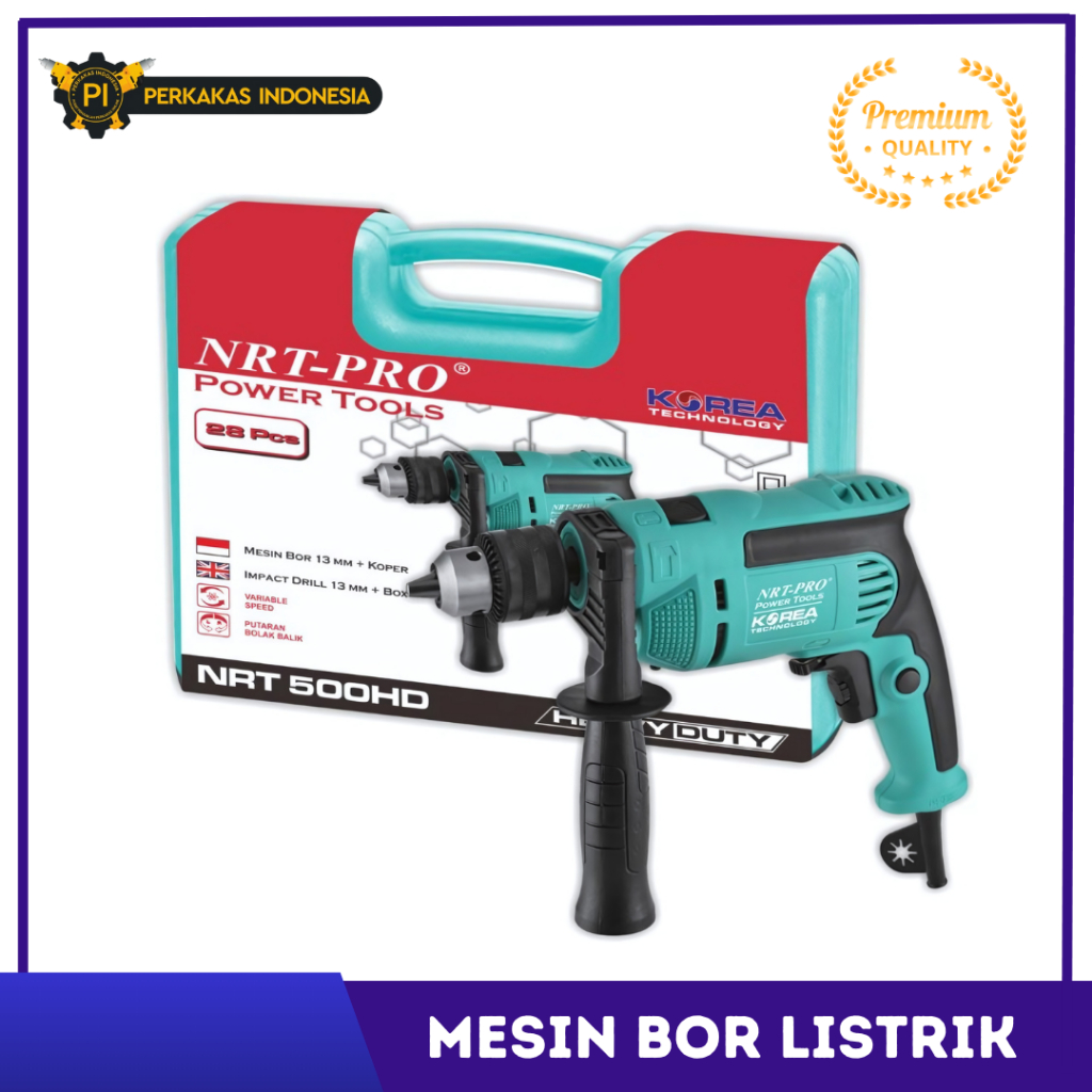 Jual Mesin Bor NRT PRO 500HD SET Hammer Impact Drill 13mm Bor Tangan ...